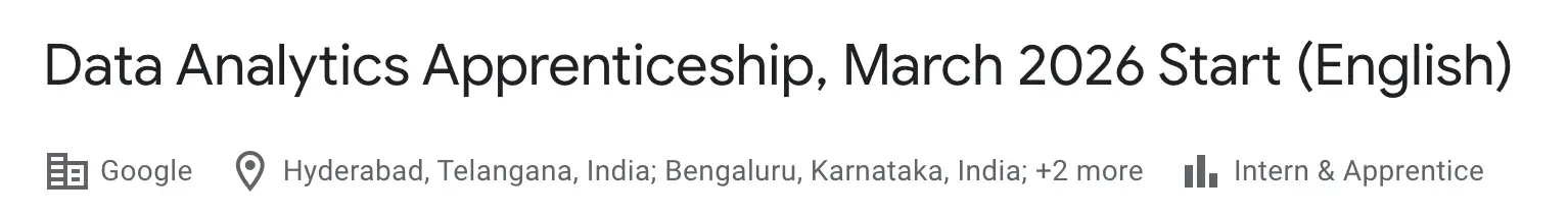 Google Apprenticeship 2025 For Data Analytics - GeeksGod